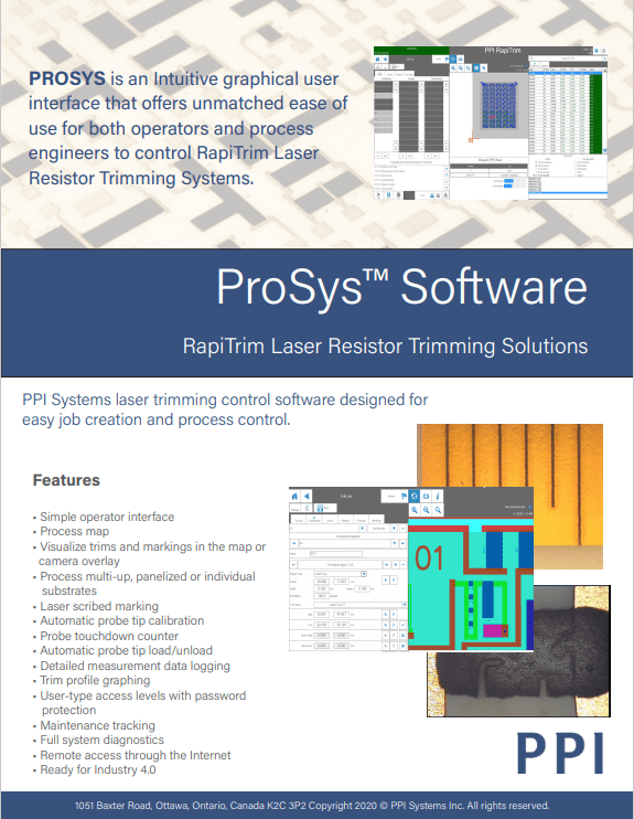 PROSYS LASER RESISTOR TRIMMING SOFTWARE • PPI